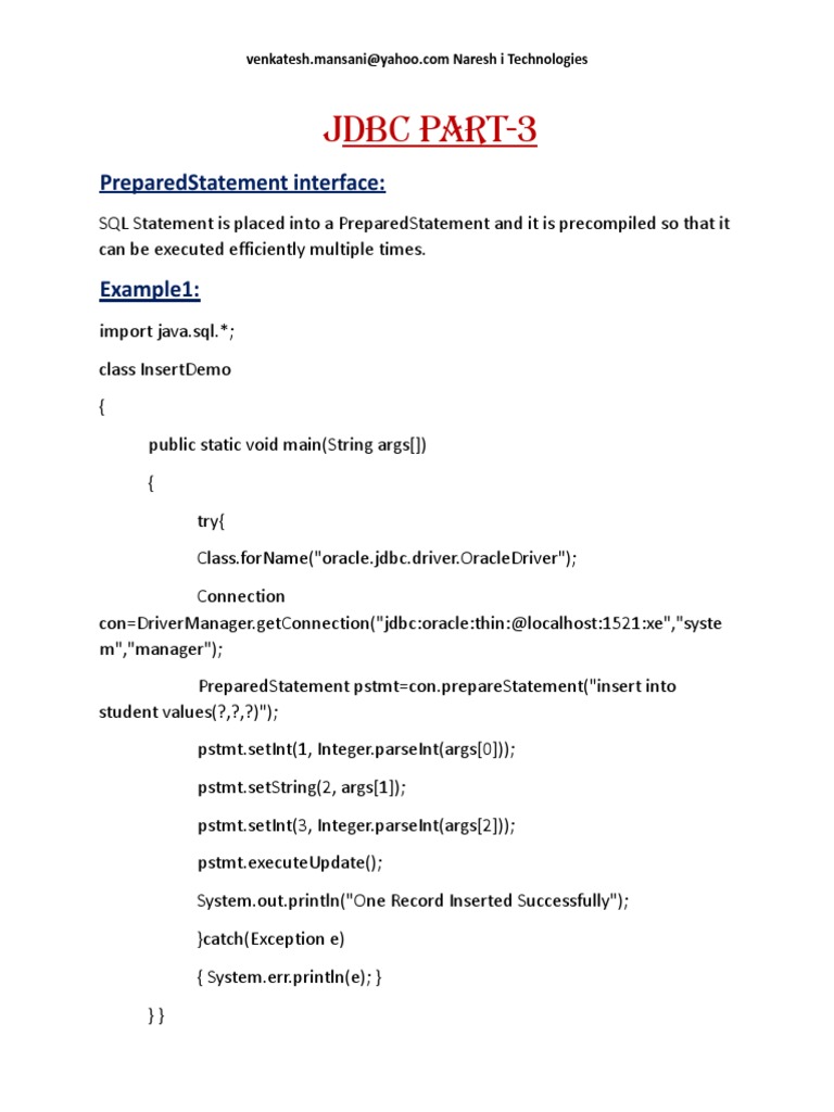 JDBC Part-3 | PDF | Software | Computer Data