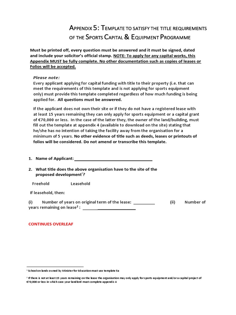 Sports Capital Programme Title Template | PDF | Law And Economics | Land Law