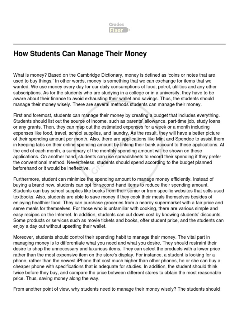 How Students Can Manage Their Money | PDF | Money | Prices