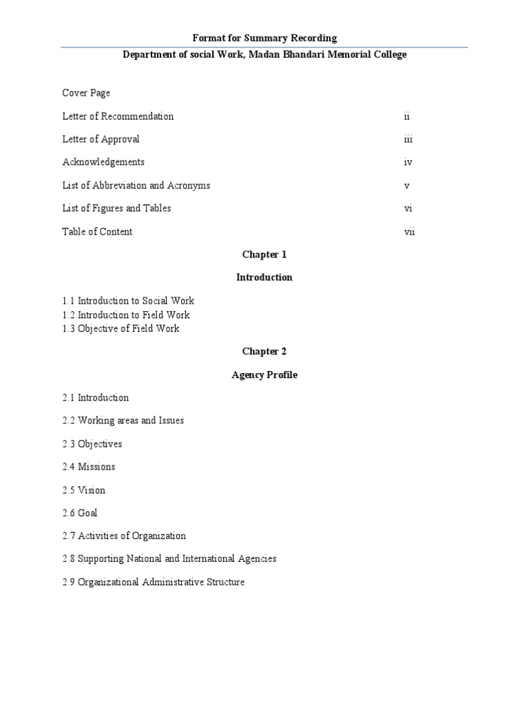 Summary Recording Format for Social Work | PDF | Social Work