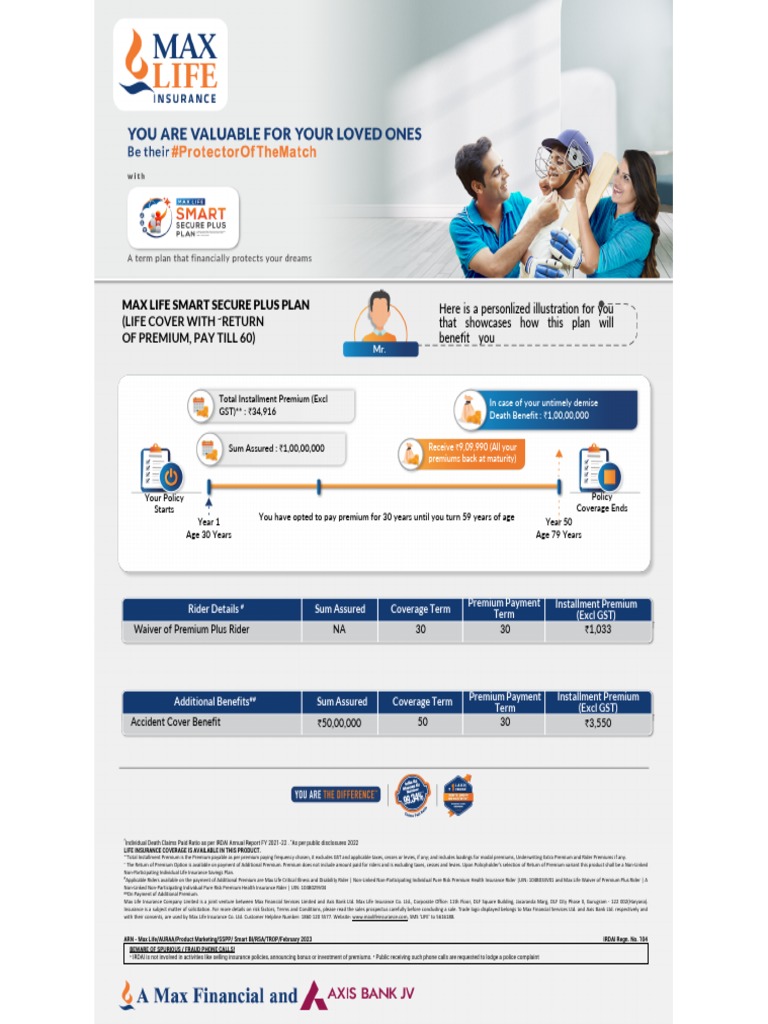 Max Life Smart Secure Plus Plan: (Life Cover With Return of Premium, Pay Till 60) | PDF ...