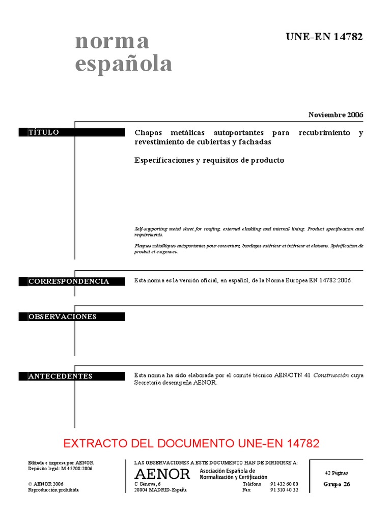 (EX)UNE-EN_14782=2006 | PDF | Acero | Aluminio