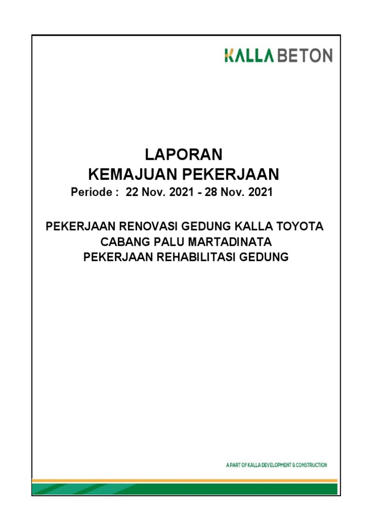 Progress Minggu 72 HK Palu Ver. CCO 1 FIX To COT2 | PDF