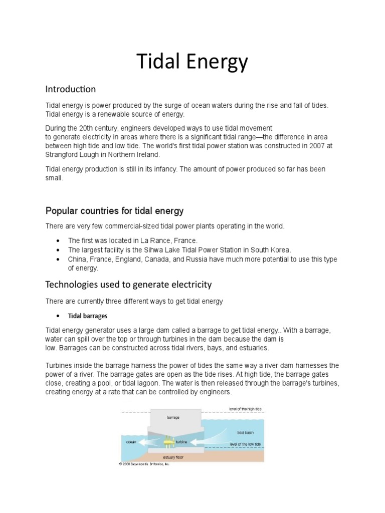 Tidal Energy | PDF | Tide | Renewable Energy