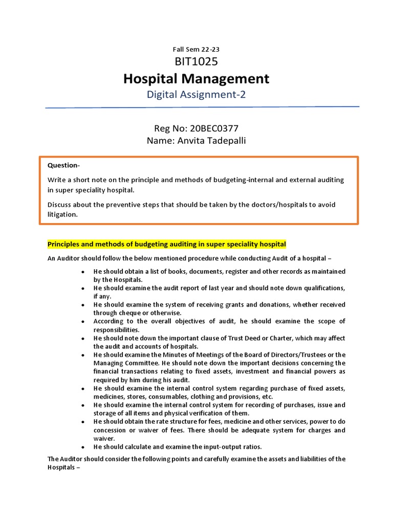 Hospital Management Da2 | PDF | Audit | Physician