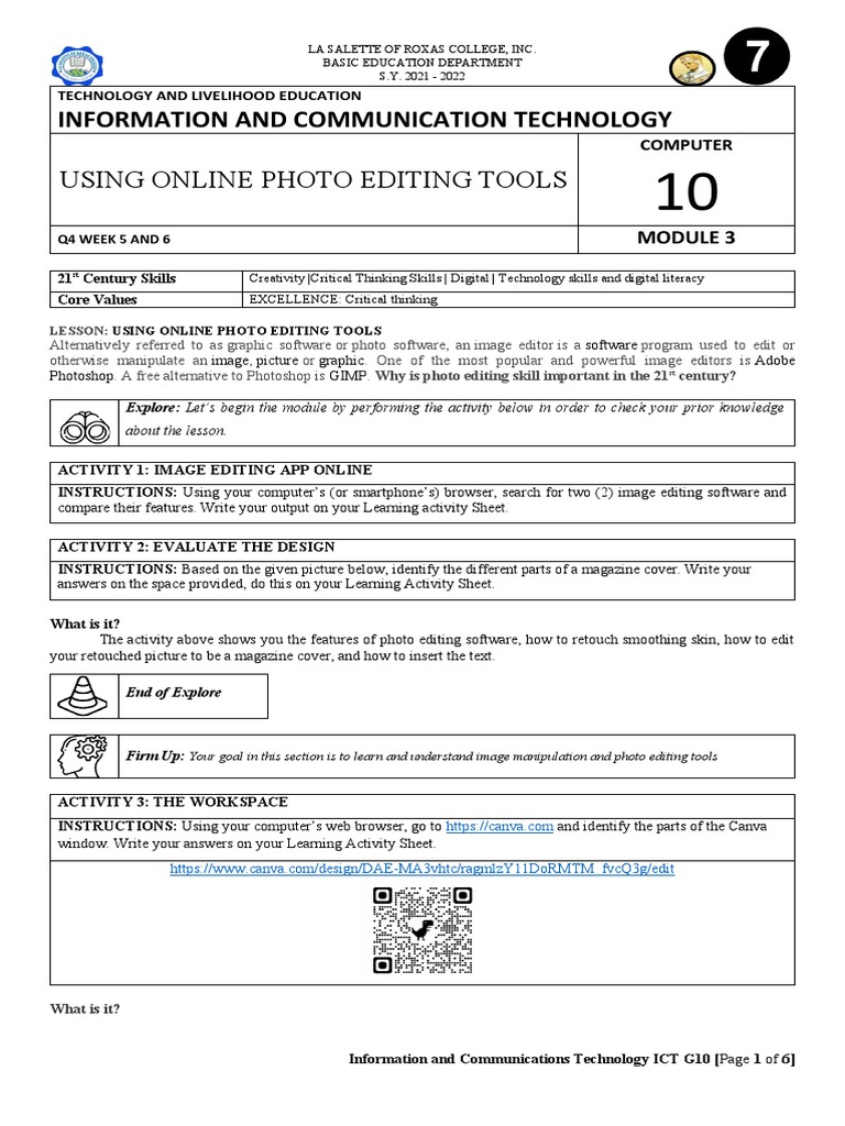 Grade 10 Ict Q4 W56 | PDF | Image Editing | Adobe Photoshop