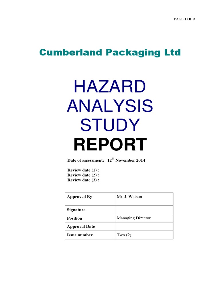 5 - HYGIENE HACCP Study Report | PDF | Pallet | Hygiene