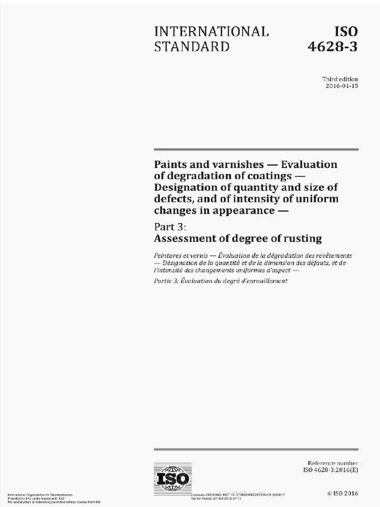 ISO 4628-3 2016 (Pinturas y barnices. Evaluación de la degradación de ...