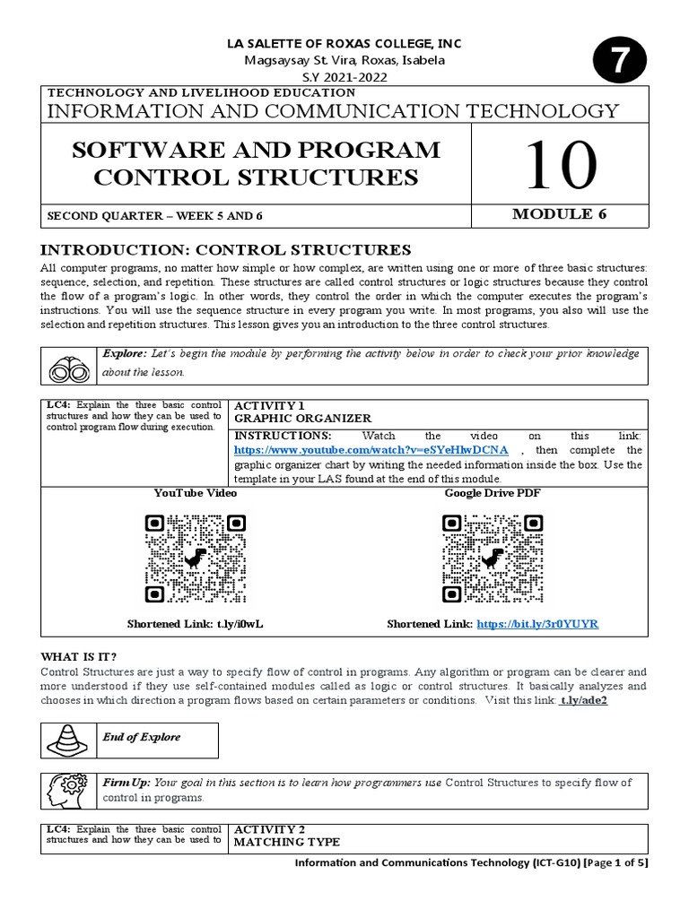 Grade 10 Ict Q2 W56 | PDF | Control Flow | Computer Program