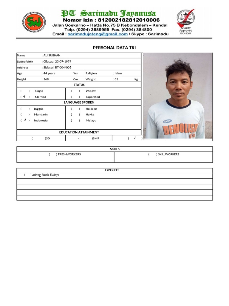 BIODATA ALI SUBHAN | PDF