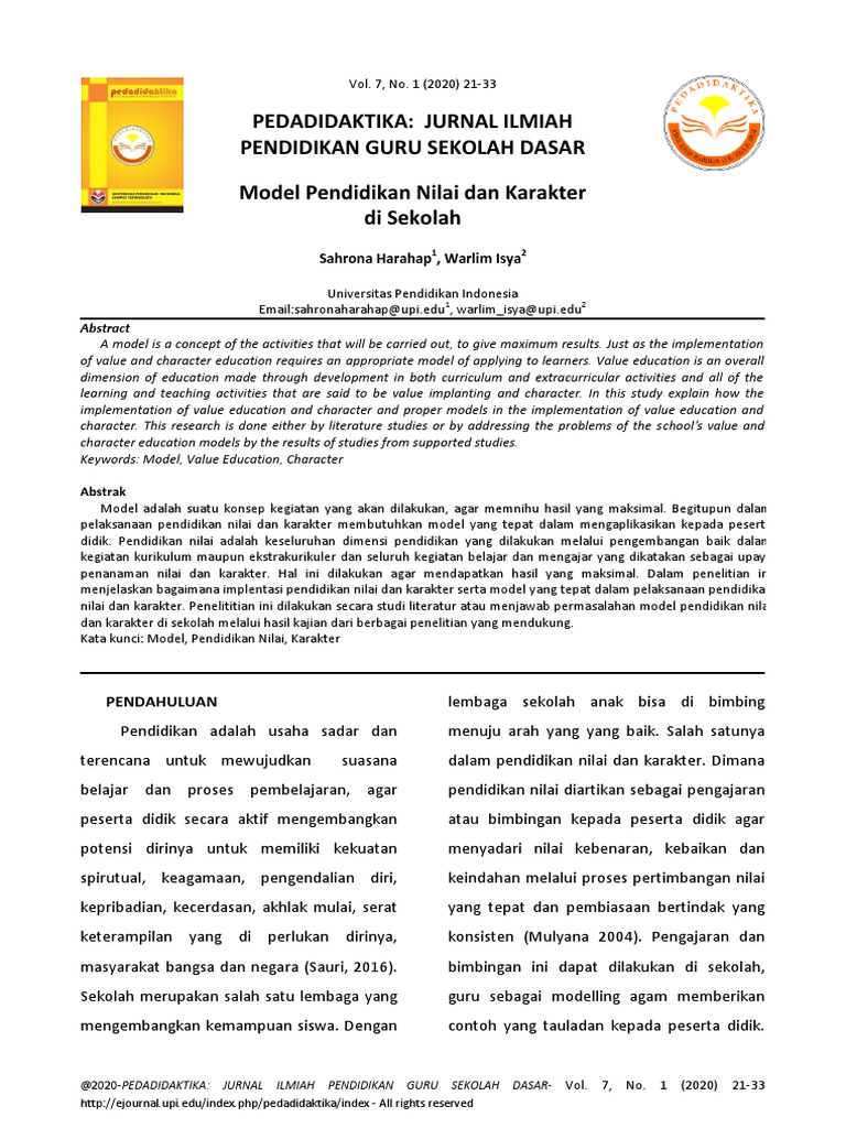 Model Pendidikan Nilai dan Karakter | PDF