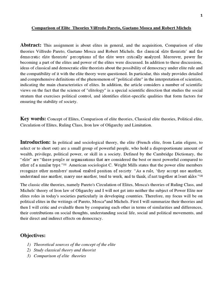 Assignment Elite Theory | PDF | Politics