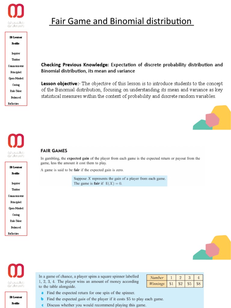 Lesson 4 - Expectation - Fair Game Problems Practice and Introduction To Binomial Distribution ...
