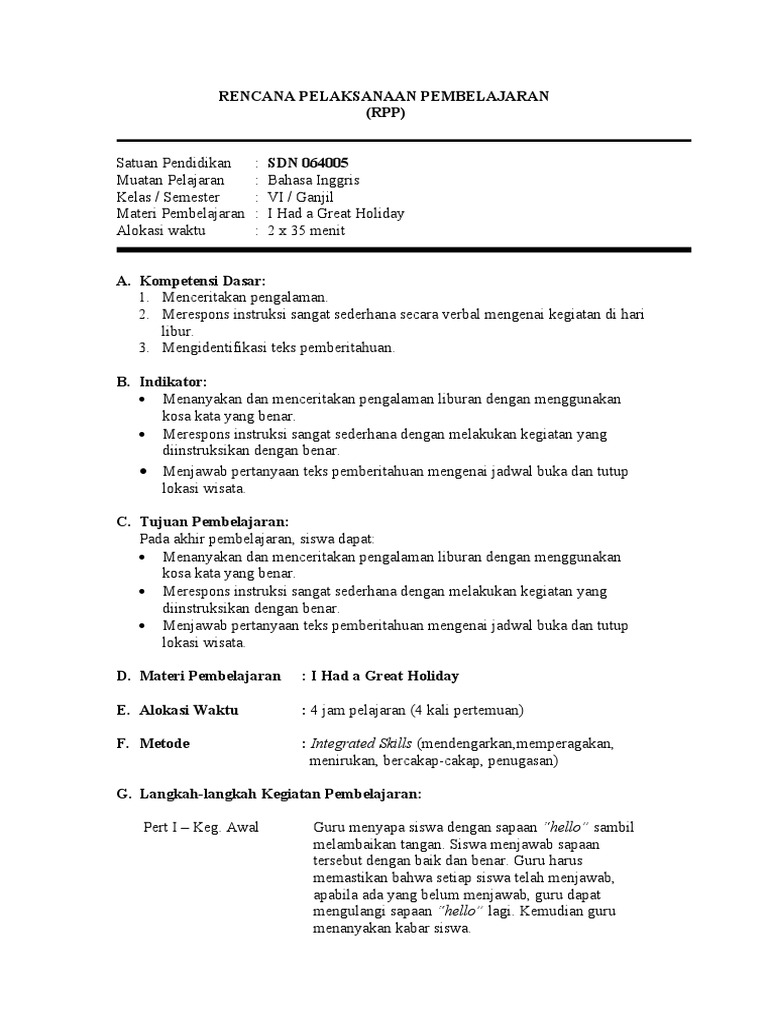 RPP Kls 6 Sem 1 | PDF | Karier & Perkembangan | Kesehatan Holistik