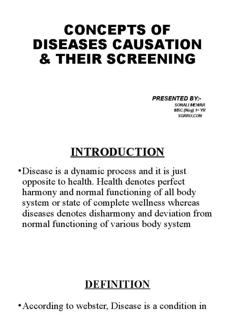 Concepts of Diseases Causation & Their Screening | PDF | Screening (Medicine) | Preventive ...
