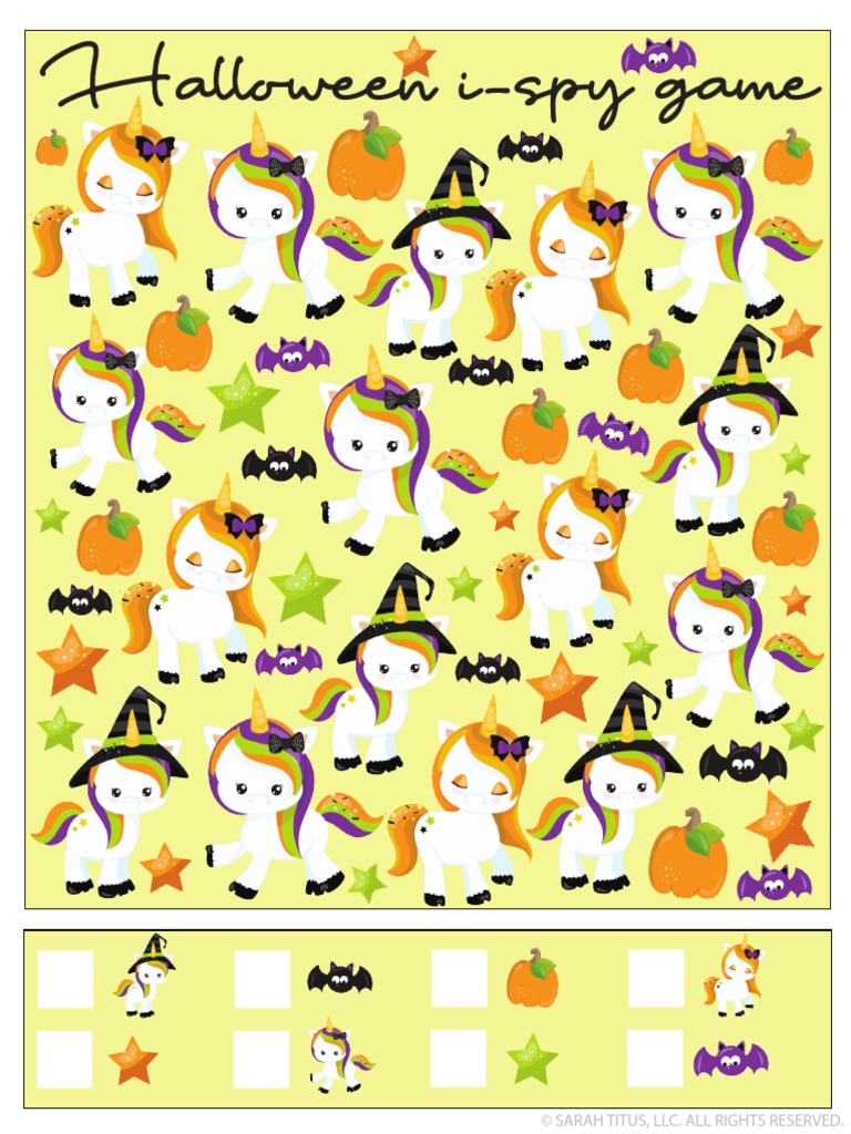 Fantastic Cute Holidays Printable I Spy Games For Kids Halloween | PDF