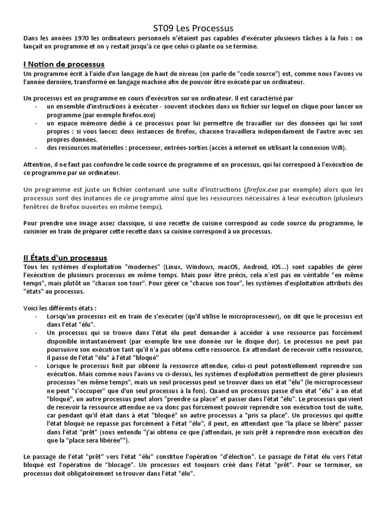 Comprendre les processus informatiques | PDF | Programmation ...