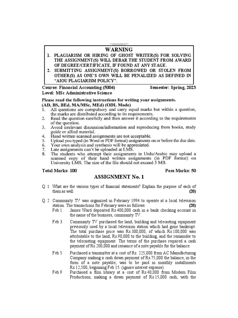 Course Financial Accounting 5004 Pdf