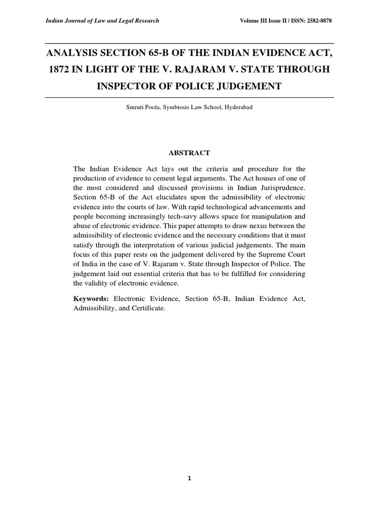 AnalysisOfSection65 B | PDF | Judgment (Law) | Evidence