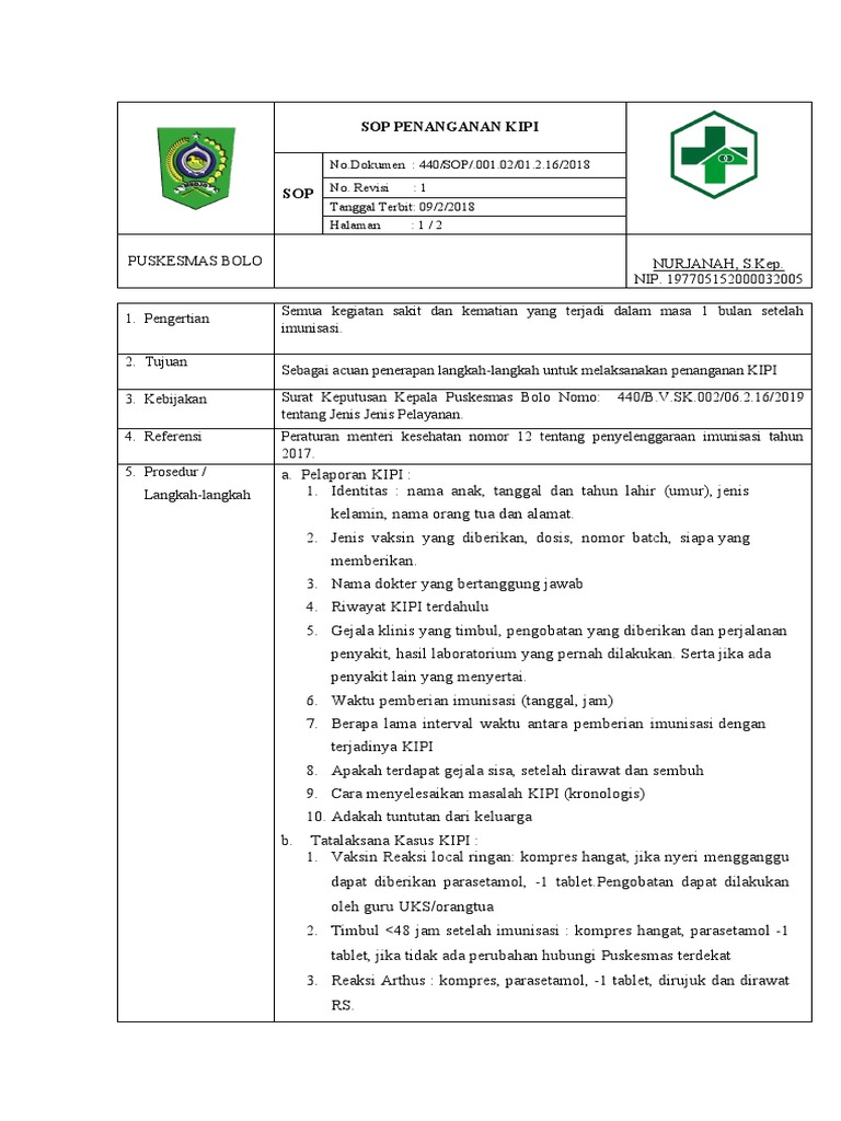 Sop Penanganan Kipi | PDF