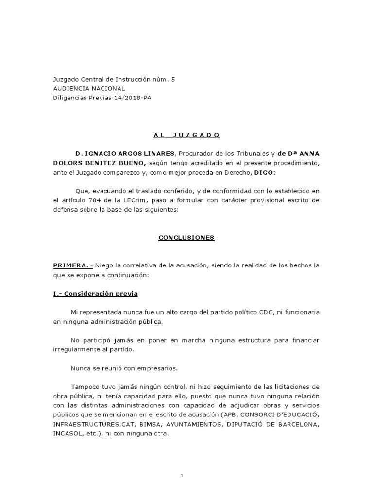 ANNA BENÍTEZ. Escrito de Defensa Definitivo para Presentar Firmado | PDF | Ciencias sociales ...