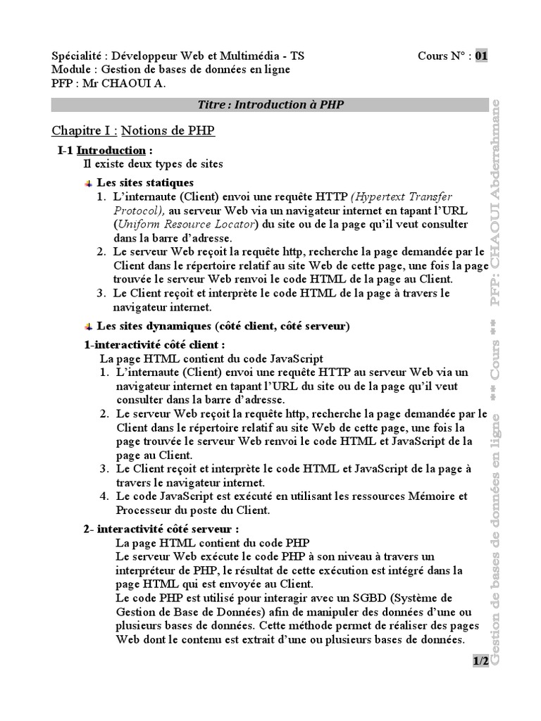 Cours 1 Introduction | PDF | Internet | Internet et Web