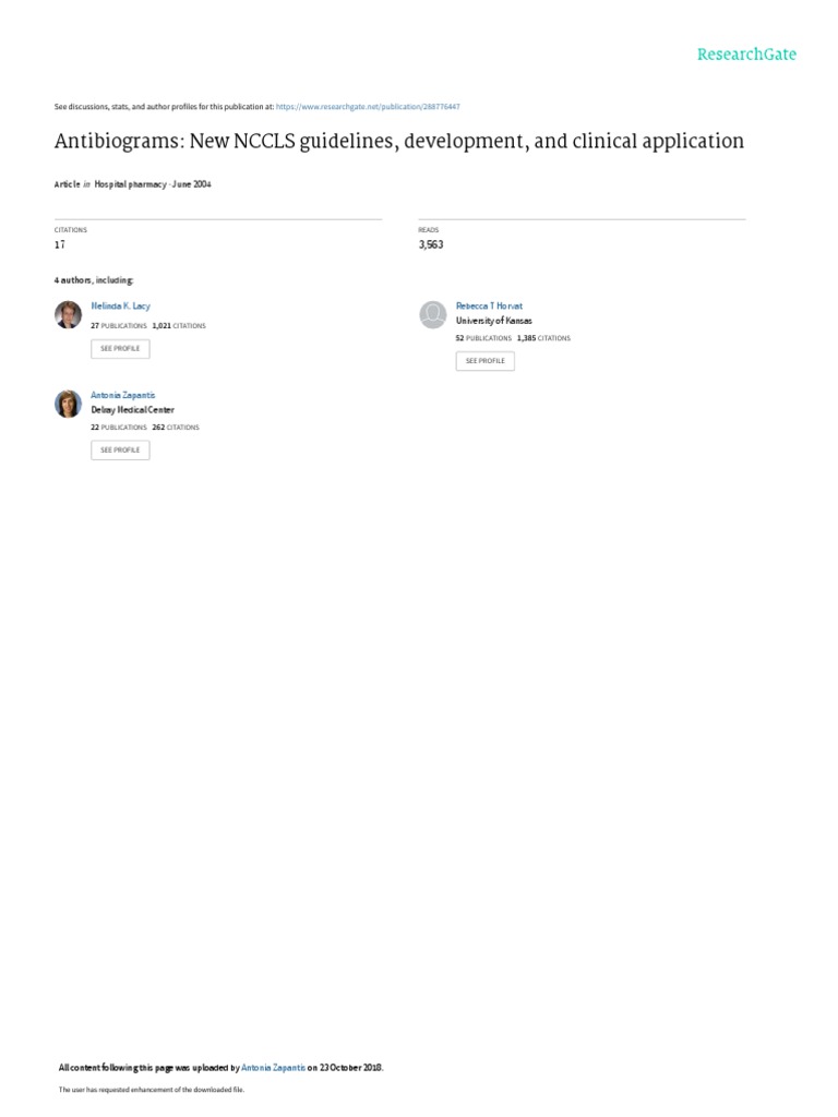 Antibiogram New NCCLS Guidelines, Development and Clinical Implication | PDF