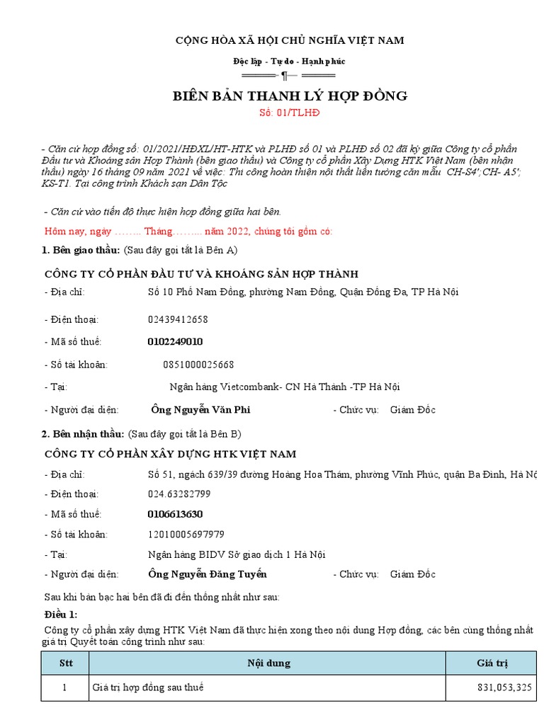 Bien Ban Thanh Ly 2 | PDF