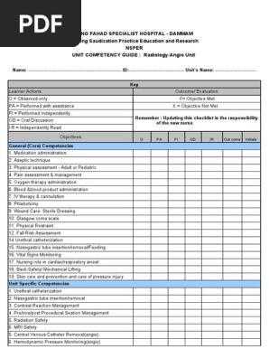 Nursing Skills Competency Checklist Template