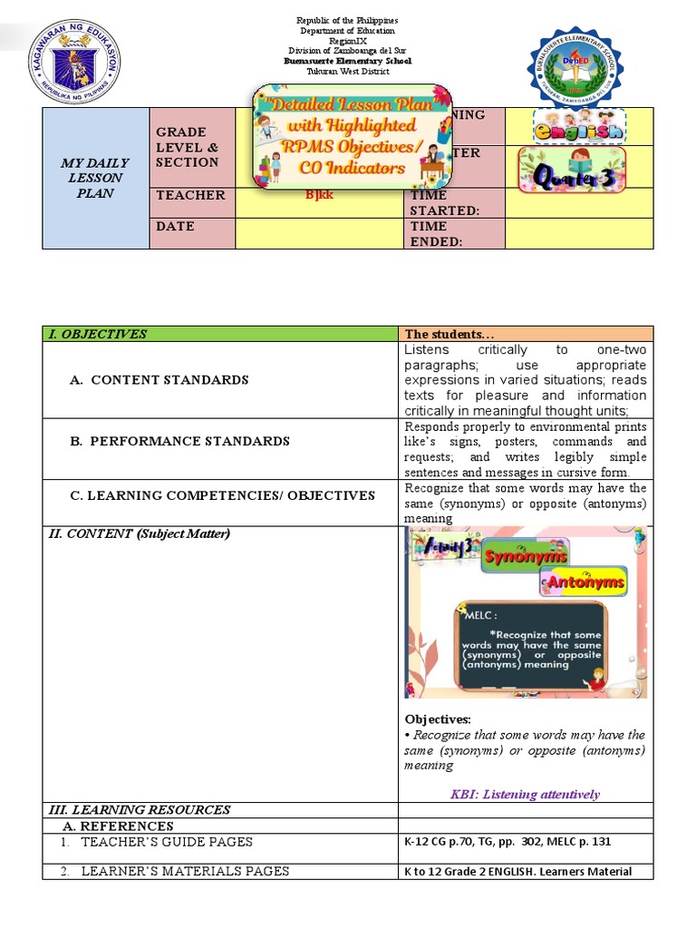 Ade2 SymonymsAntonyms (T1-T3) | PDF | Constructivism (Philosophy Of Education) | Teachers