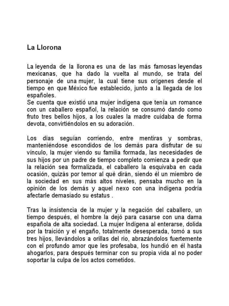 Leyenda de La Llorona | PDF