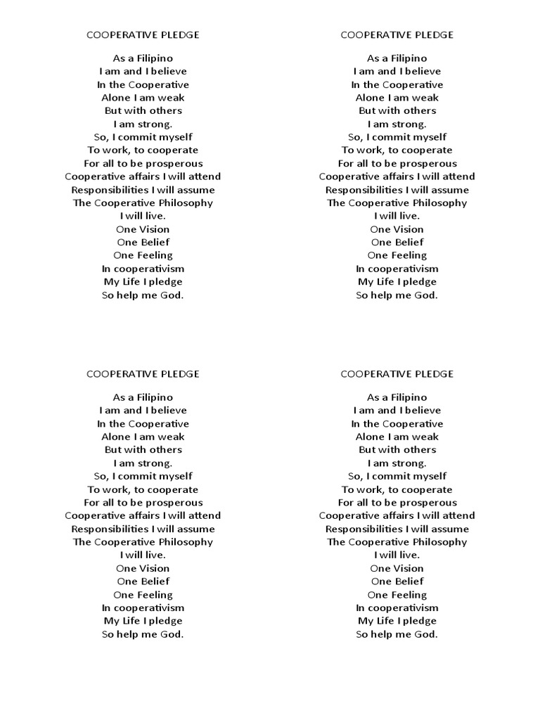 Cooperative Pledge | PDF