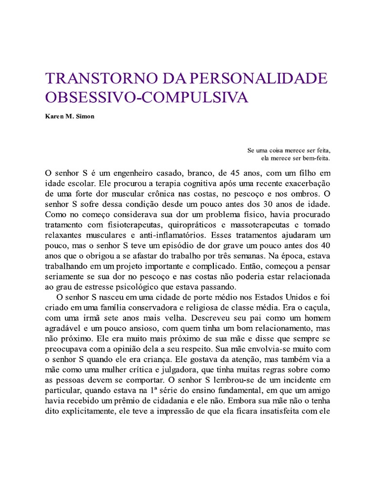 Beck e Cols - 2017 - Transtorno de Personalidade Obsessiva-Compulsiva | PDF