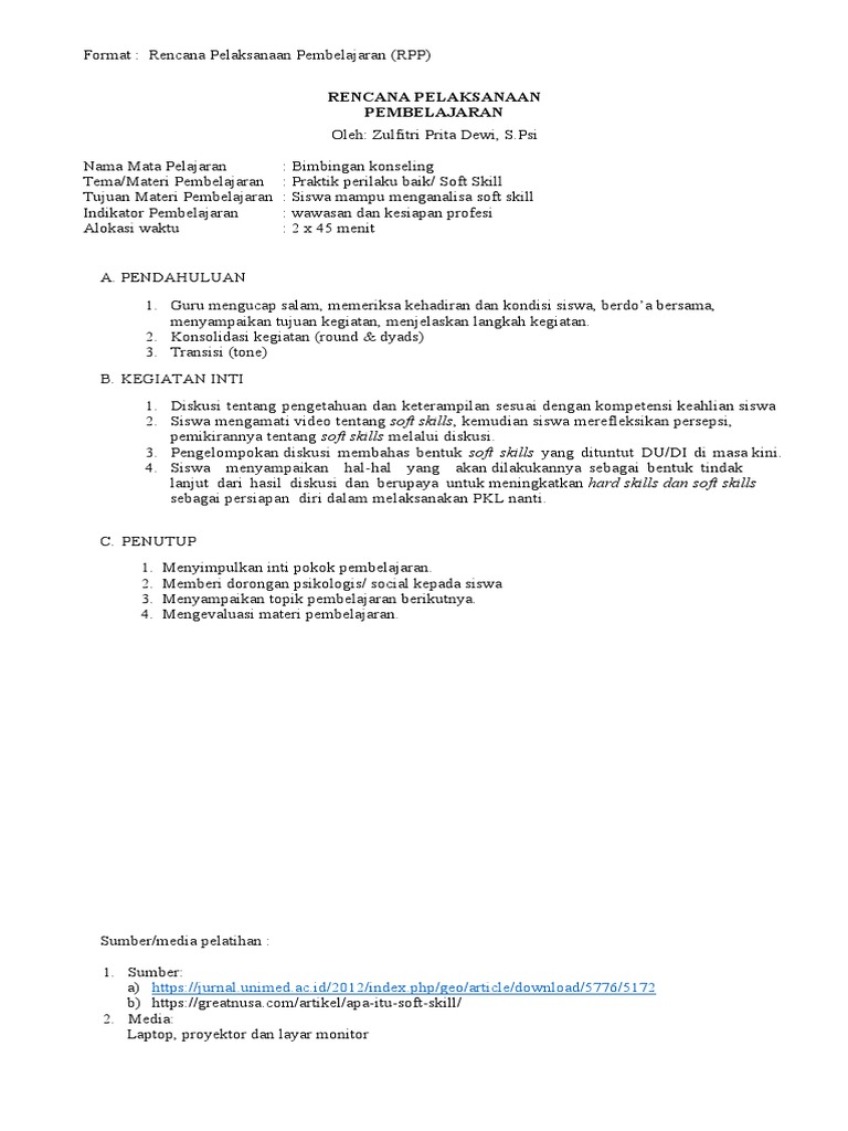 Format - RPP - CGP - Zulfitri | PDF | Karier & Perkembangan