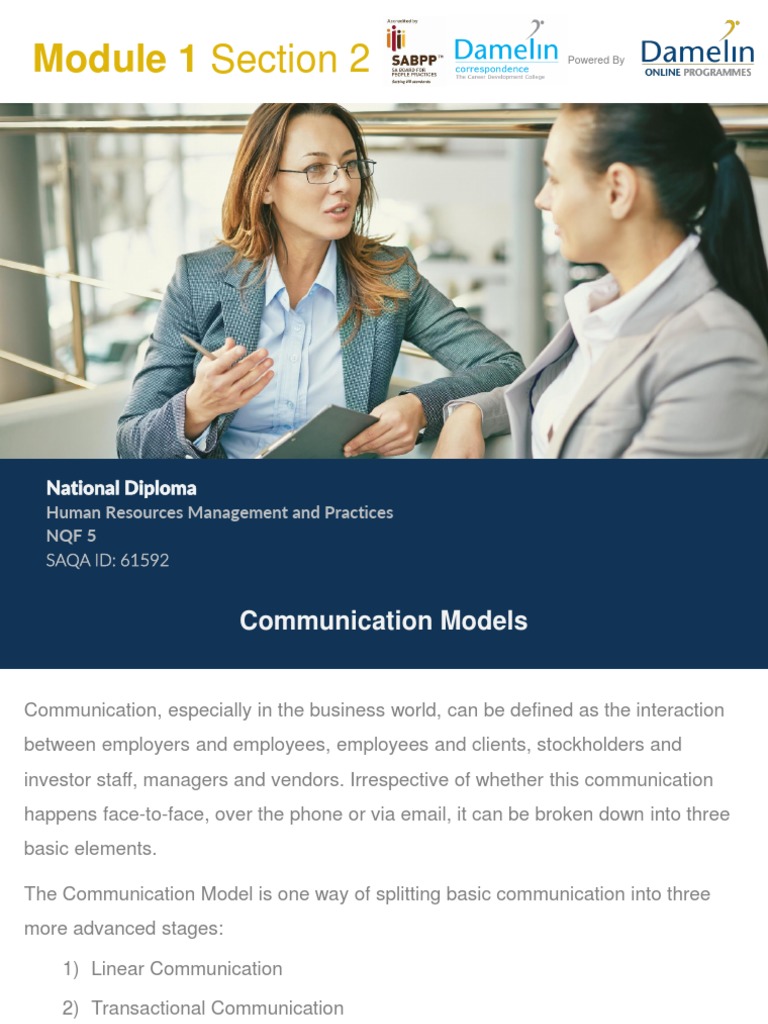 HumanResourceManagement - Module 1 - Section 2 | PDF | Communication | Business Economics