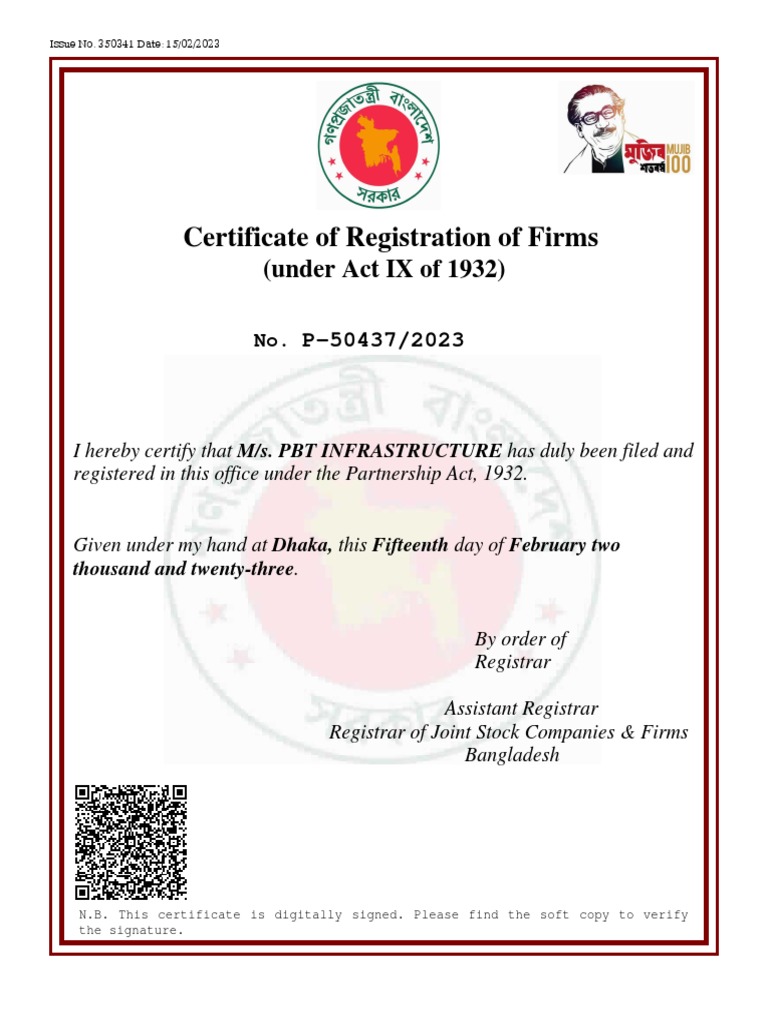 Certificate of Registration of Firms | PDF