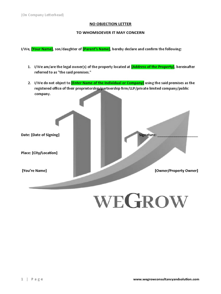 NOC Regd-Office Template | PDF