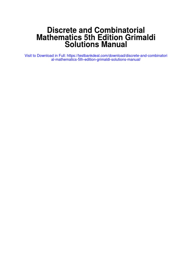 Discrete And Combinatorial Mathematics 5th Edition Grimaldi Solutions Manual Pdf