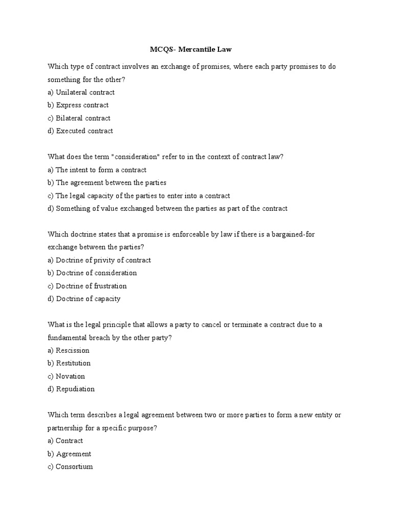 MCQS Mercantile Law | PDF MCQS Mercantile Law | PDF