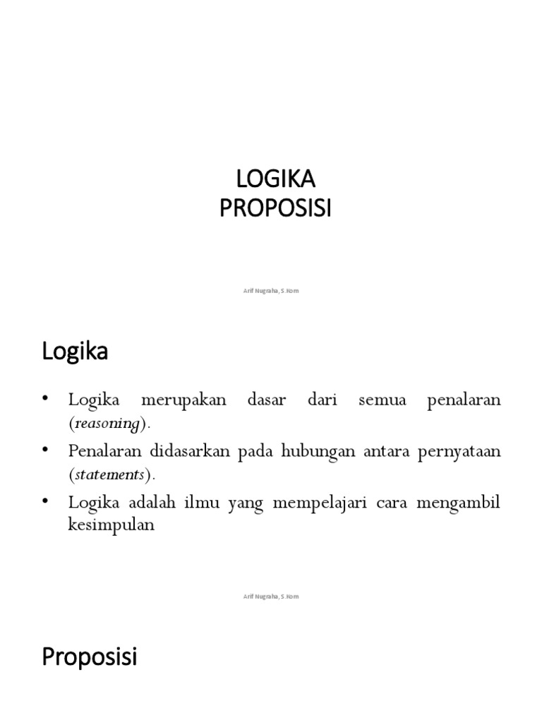Logika Proposisi | PDF