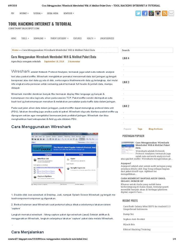 Cara Menggunakan Wireshark Membobol Wifi & Melihat Paket Data - TOOL HACKING INTERNET & TUTORIAL ...