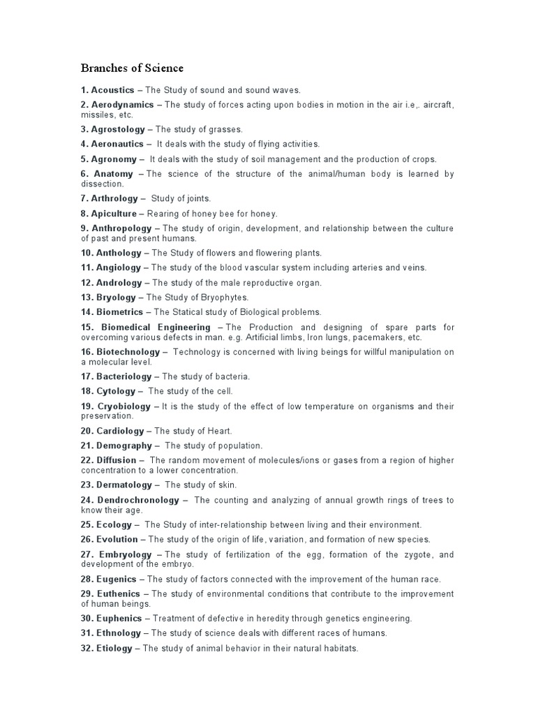 Branches of Science | PDF | Serology | Genetics