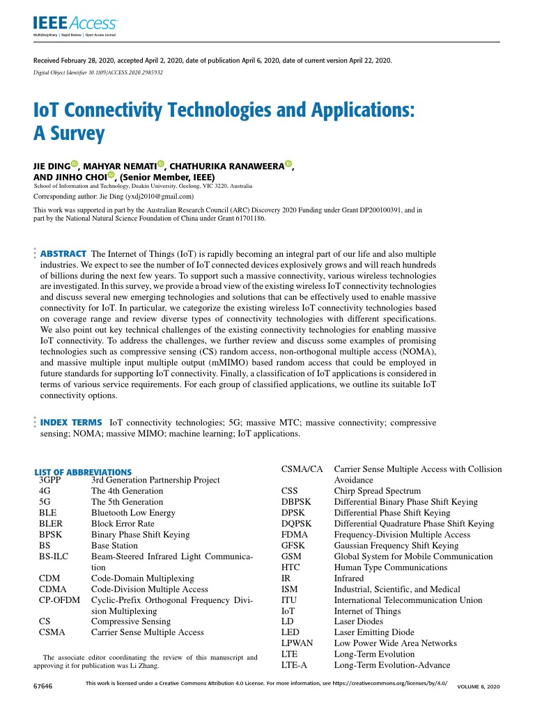 Iot Connectivity Technologies And Applications A Survey Pdf Ieee 802 11 Internet Of Things