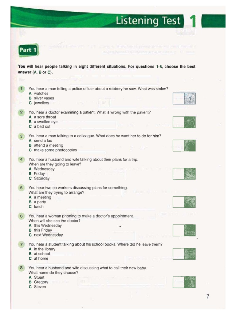 Test 1 - Listening HK2 | PDF