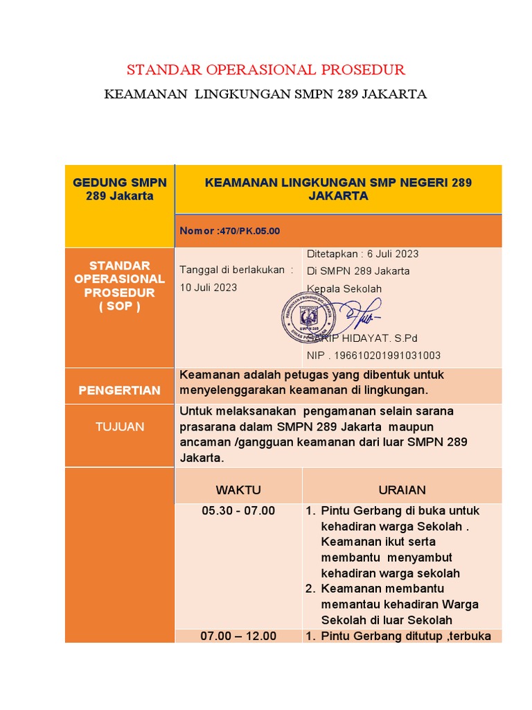 Standar Operasional Prosedur Keamanan | PDF