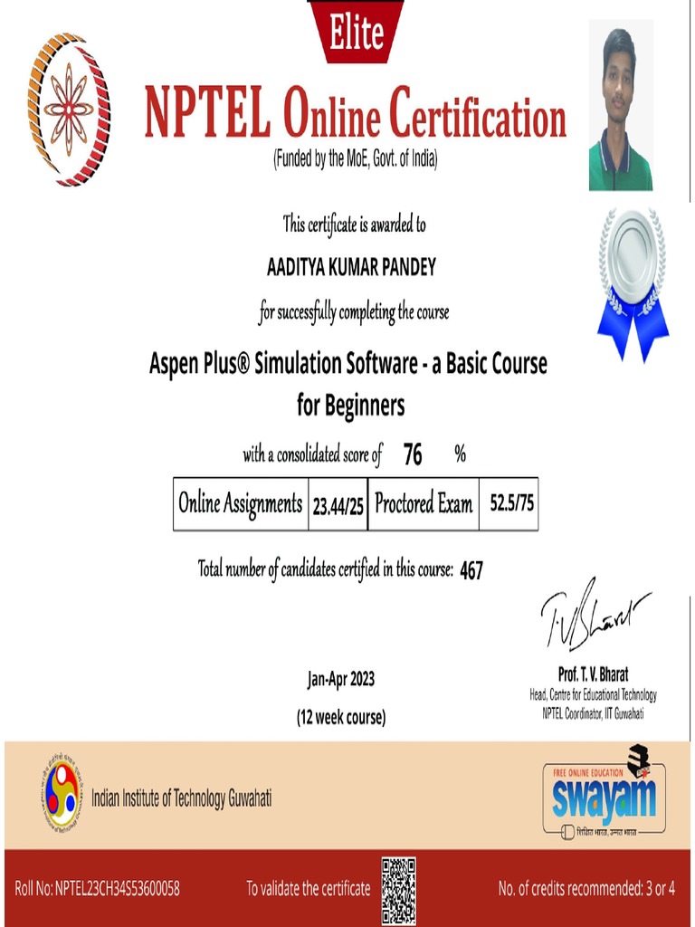 Aspen plus certificate | PDF