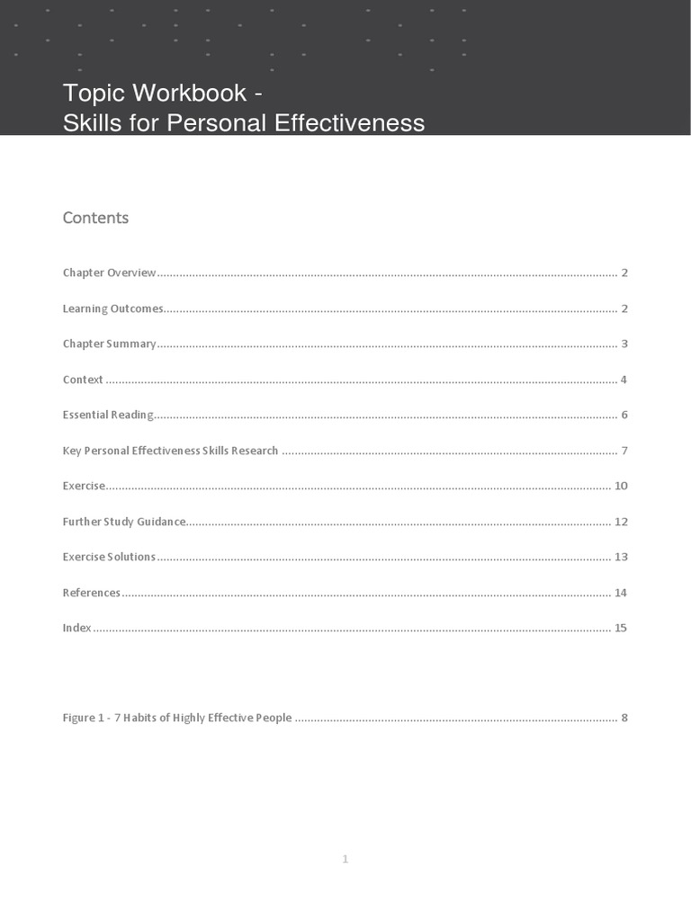 Topic Workbook - Skills For Personal Effectiveness | PDF | Skill ...