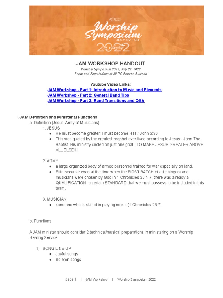 JAM Workshop Handout (With Video Links) | PDF | Harmony | Chord (Music)