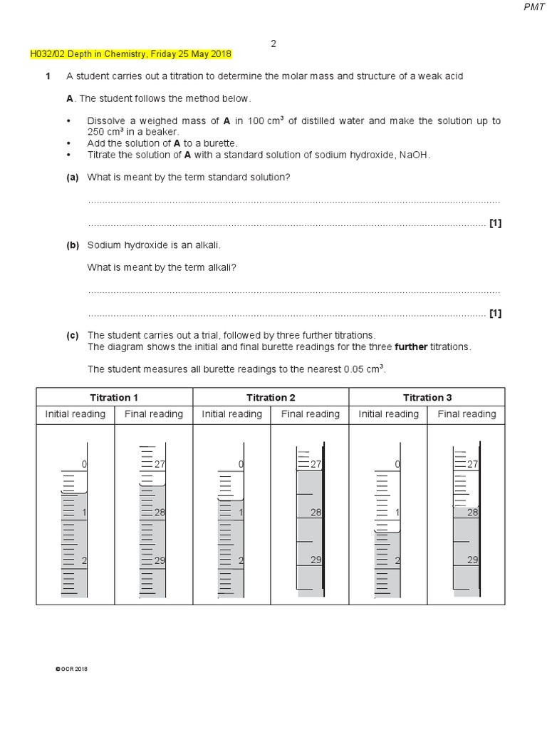 Titration and Moles Exam Questions | PDF | Chemistry | Titration