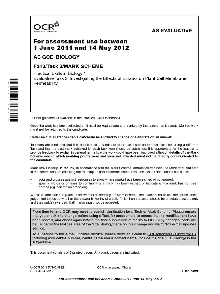 1 Bio As Task 2 EVAL Mark Scheme Jun12 | PDF | Chromatin | Biotechnology